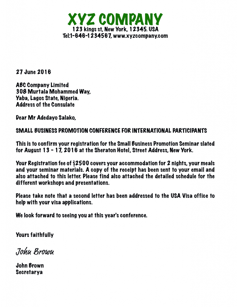 Writing An Invitation Letter For Business Visa USA B1